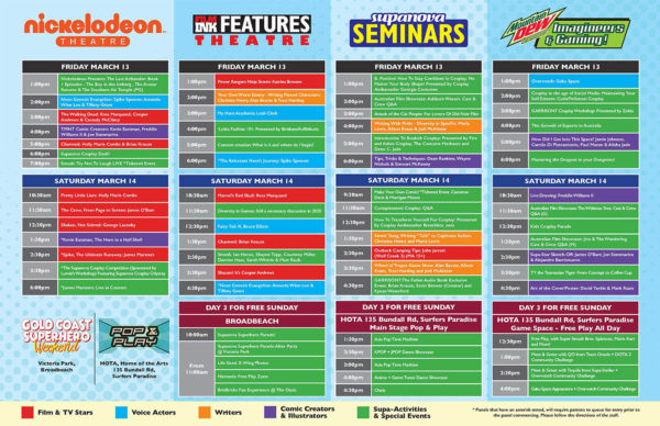 TIMETABLES: Melbourne & Gold Coast 2020 - Supanova Comic Con & Gaming